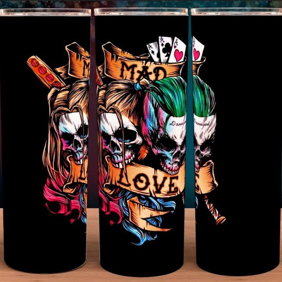 Harley Quinn and Joker | Dining | Harley Quinn And Joker Skull Tumbler ...